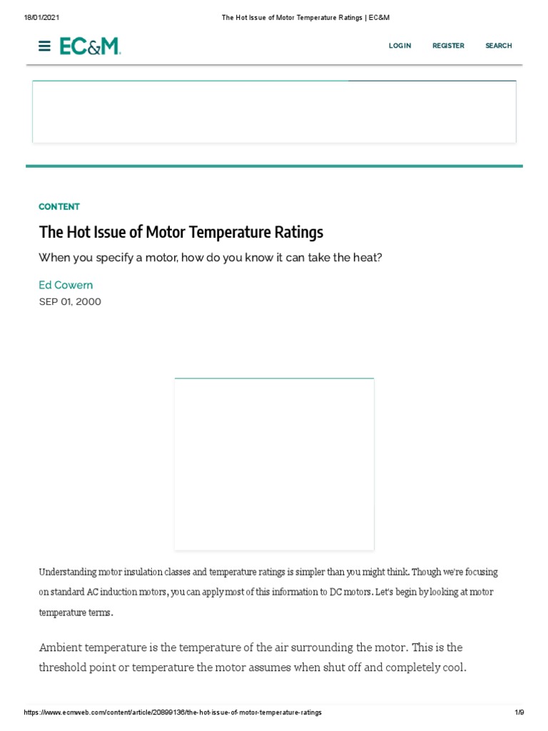 The Hot Issue of Motor Temperature Ratings - EC&M | PDF | Electric ...
