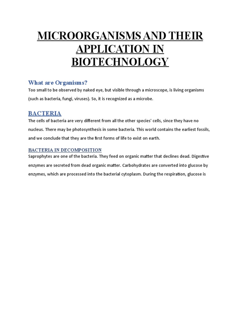Microorganisms in Biotechnology Applications | PDF | Growth Medium ...