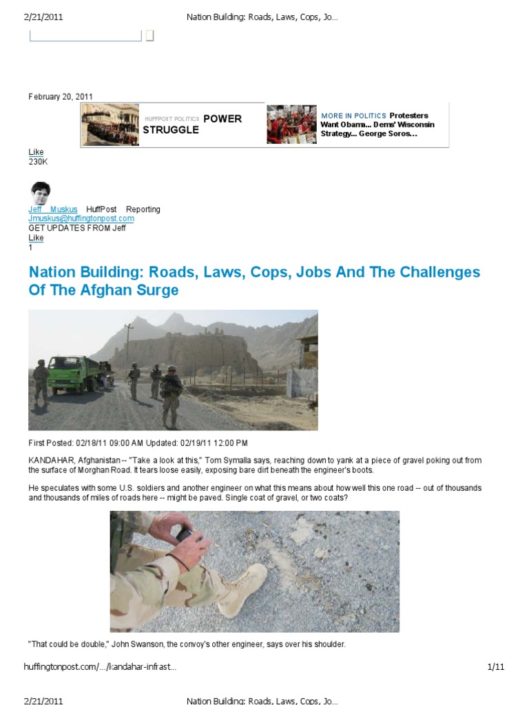 Huffington Post - Nation Building-Roads, Laws, Cops, Jobs, and The ...