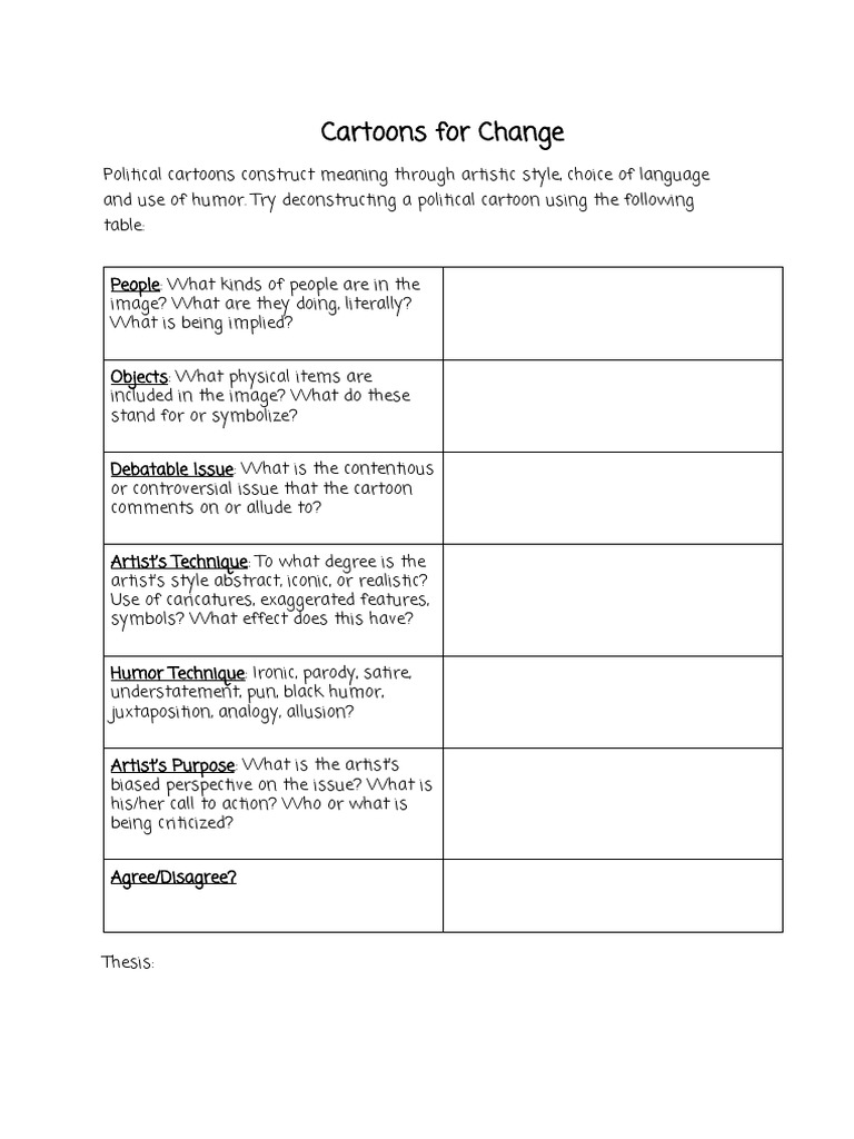 Analyzing Political Cartoons Worksheet | PDF | Social Science | Art