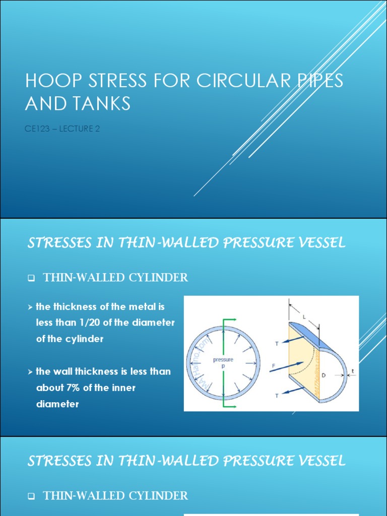 Hoop Stress in Thin-Walled Cylinders | PDF | Stress (Mechanics) | Gas ...