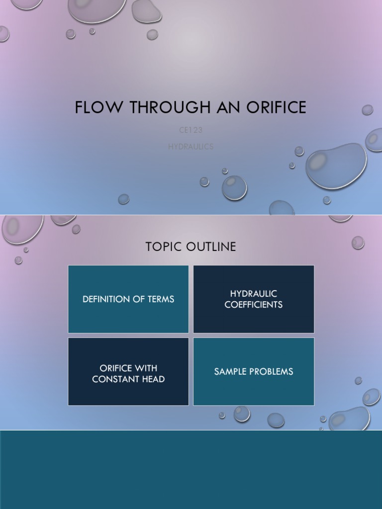 9b - FLOW THROUGH AN ORIFICE | PDF | Applied And Interdisciplinary ...