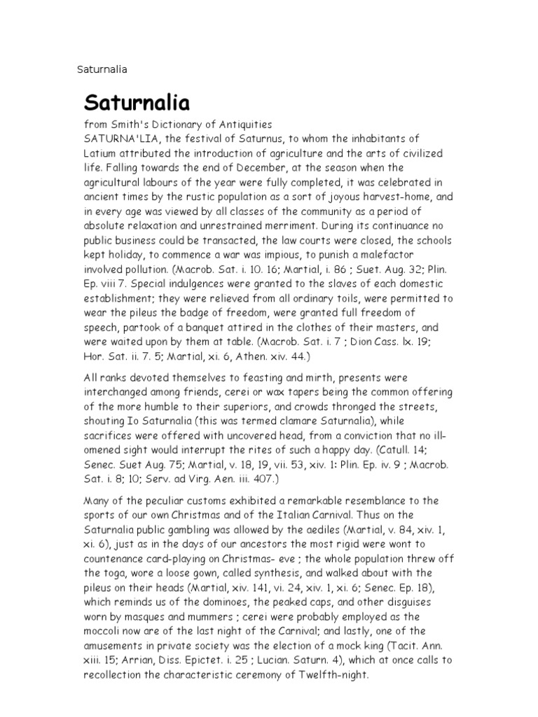 Saturnalia | PDF | Ancient Rome | Ancient Roman Religion