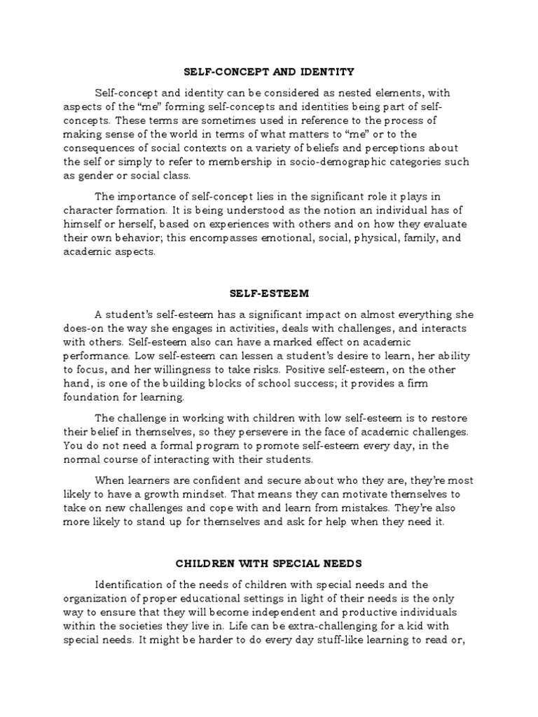 Self-Concept and Identity | PDF | Self Concept | Self Esteem