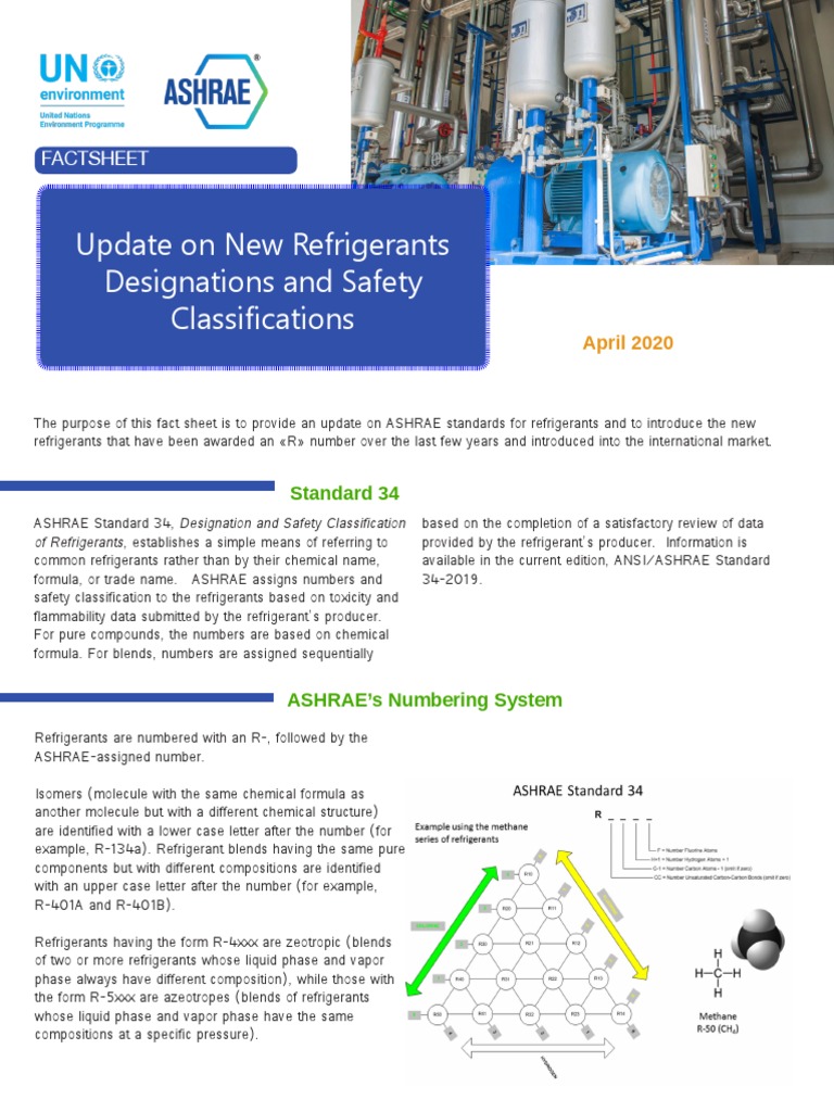 UNEP ASHRAE Factsheet On New Refrigerants Designation and Safety Classification 2020 English ...