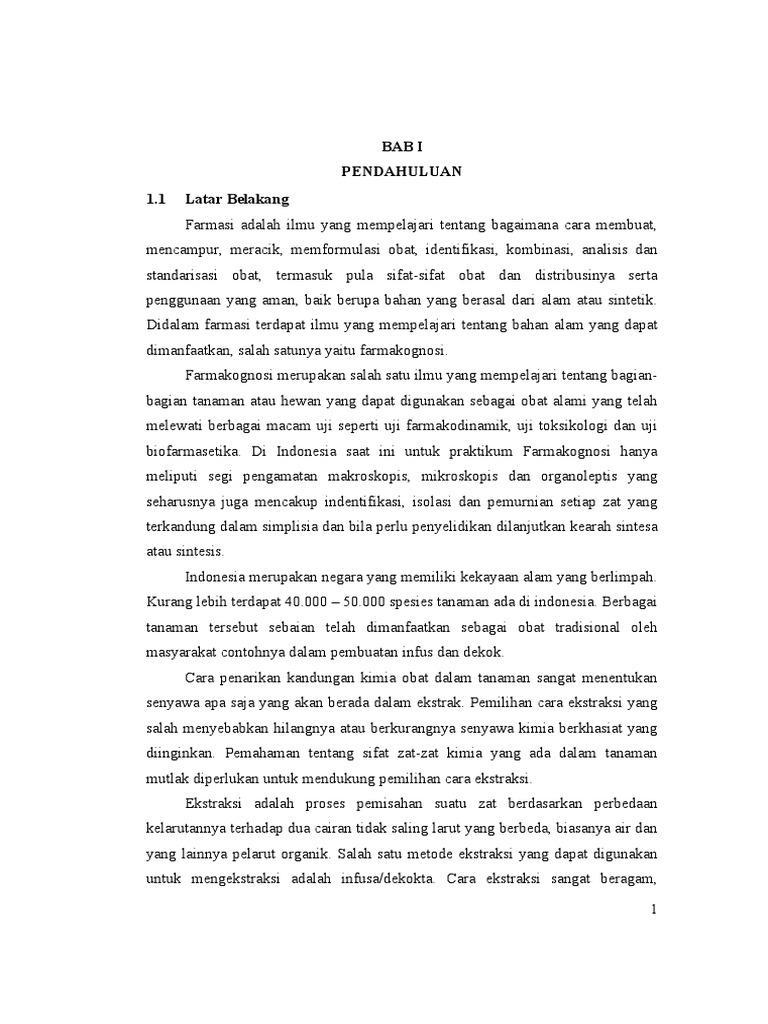 Pembuatan Ekstrak Simplisia dengan Metode Infundasi dan Dekoktasi | PDF