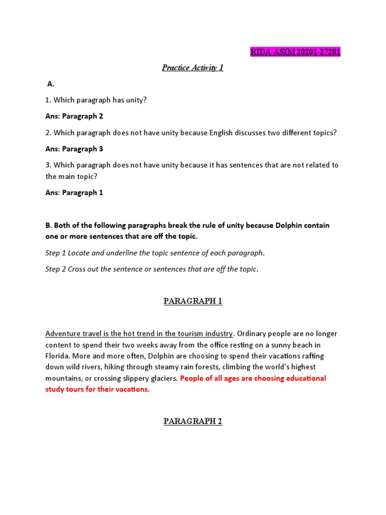 RIDA ASIM 20201-27281: Practice Activity 1 | PDF | Weight | English ...