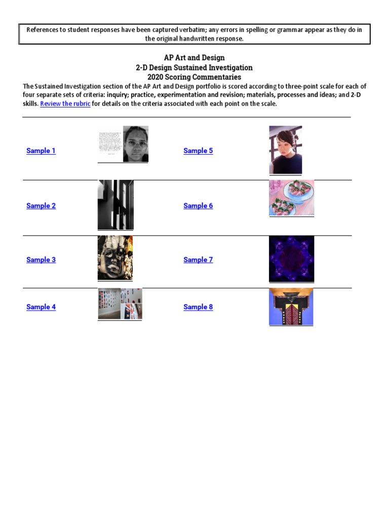AP Art & Design 2020 Scoring Guide | PDF | Composition (Visual Arts ...