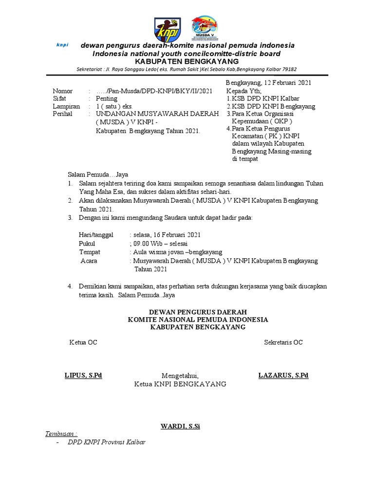 Undangan Musda Knpi 2021 | PDF