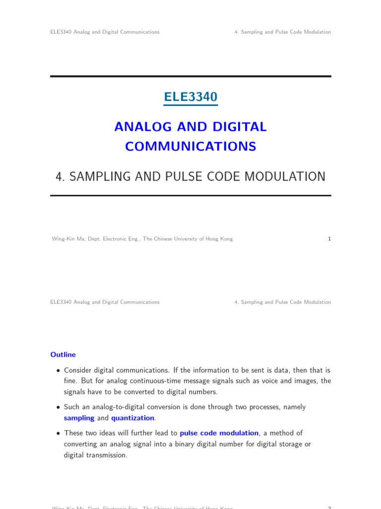 Analog and Digital Communications: 4. Sampling and Pulse Code ...