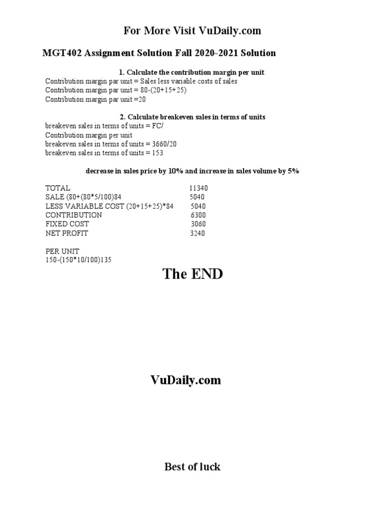 Mgt402 Assignment Solution Fall 2020 2021 Pdf