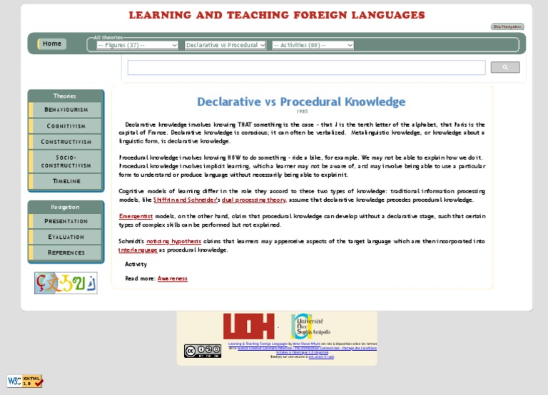 Declarative Vs Procedural Knowledge | PDF | Procedural Knowledge | Learning