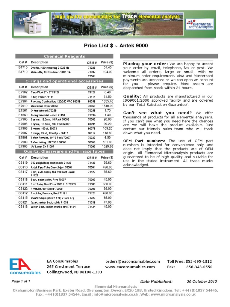 Price List $ Antek 9000: Chemical Reagents | Download Free PDF ...