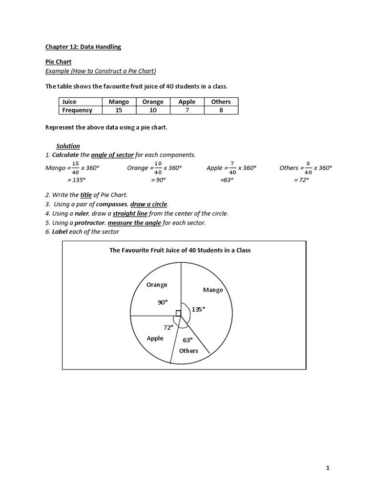 Chapter 12 Data Handling | Download Free PDF | Pie Chart | Angle