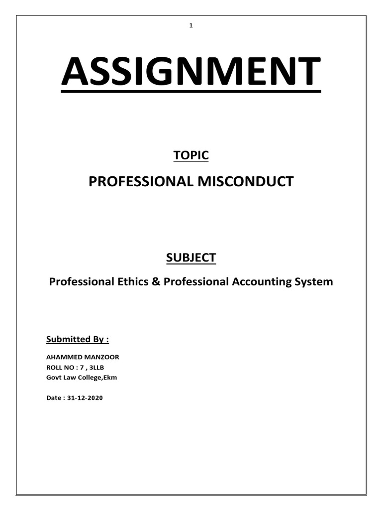 Assignment: Professional Misconduct | PDF | Advocate | Professional Ethics