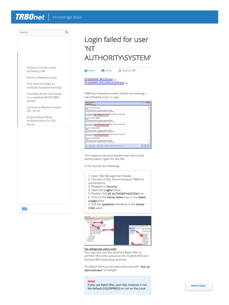 Login Failed For User 'NT AUTHORITY/SYSTEM' - 1590342767335 | PDF ...