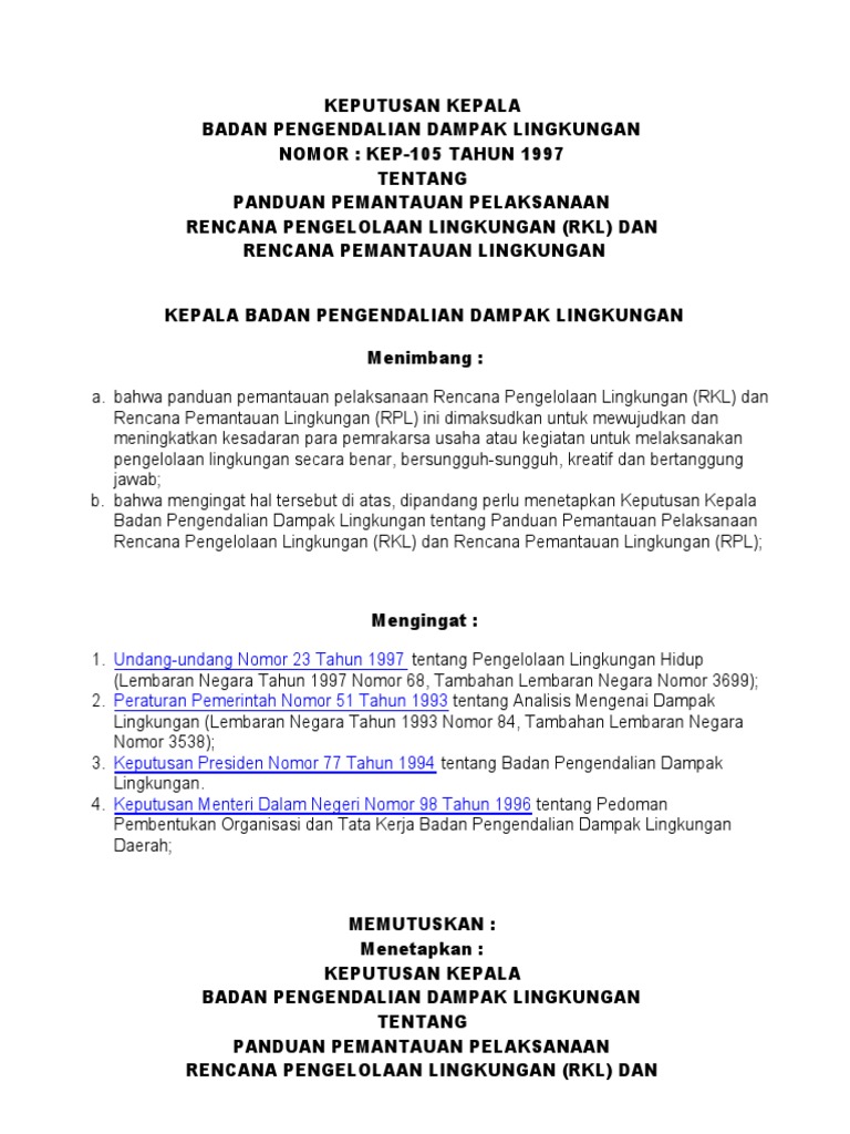 Kepbapedal 105 1997 Panduan Pemantauan RKL RPL | PDF | Sains ...