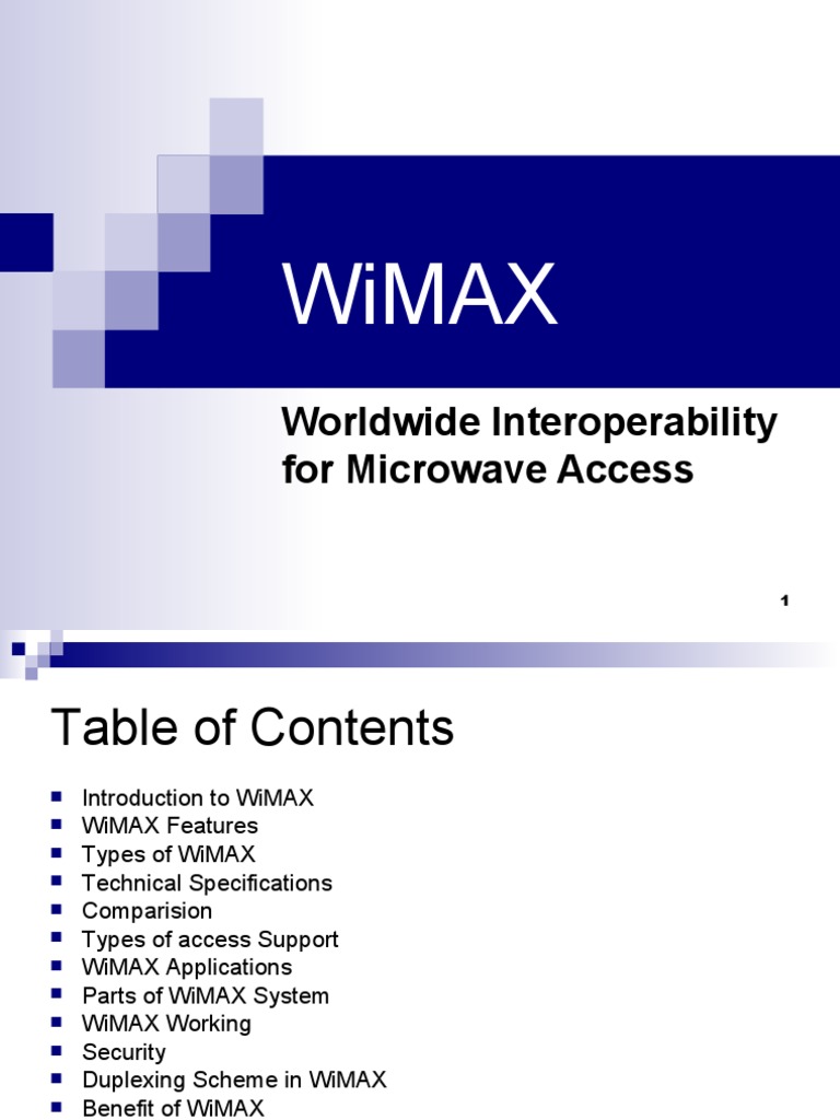 Wimax: Worldwide Interoperability For Microwave Access | PDF | Wi Max ...