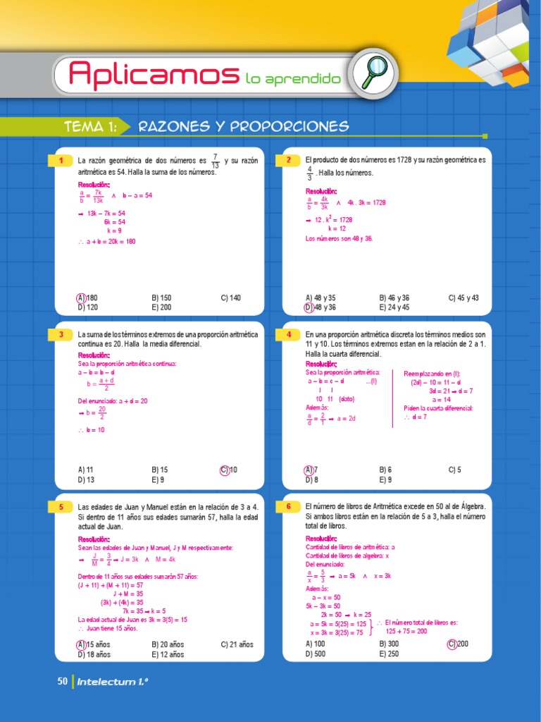Proporciones Solucionario Pdf Proporción Enseñanza De Matemática