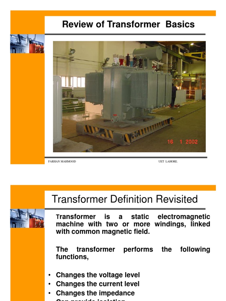 Review of Transformer Basics | PDF | Transformer | Insulator (Electricity)