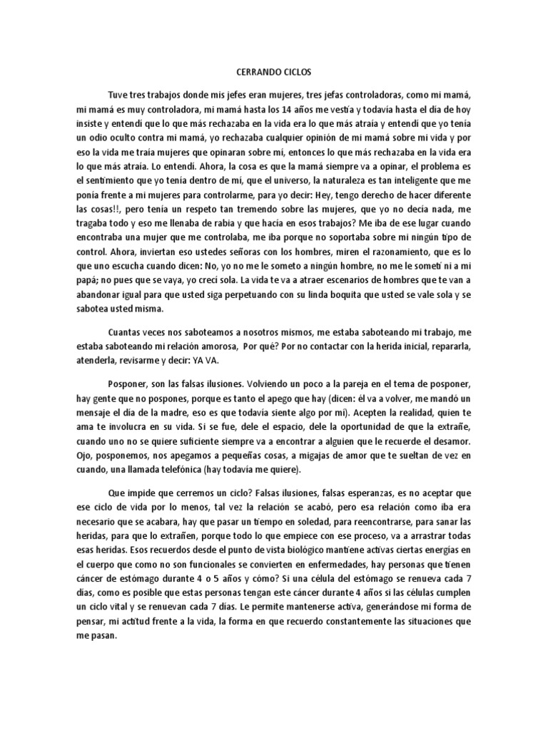 Cerrando Ciclos | PDF | Vida | Amor