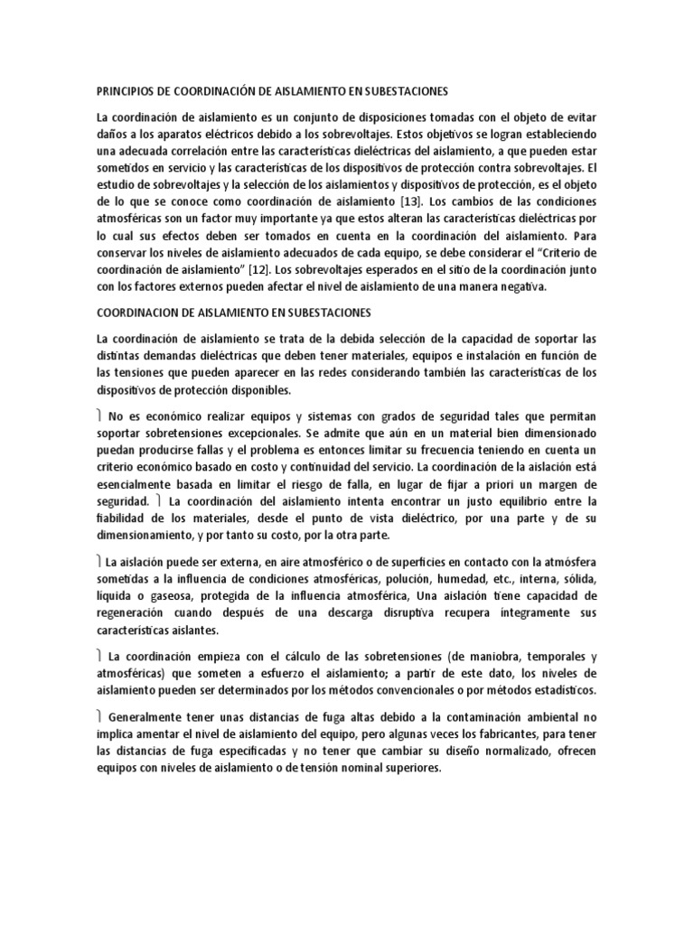 Principios de Coordinación de Aislamiento en Subestaciones | PDF | Aislador (Electricidad ...
