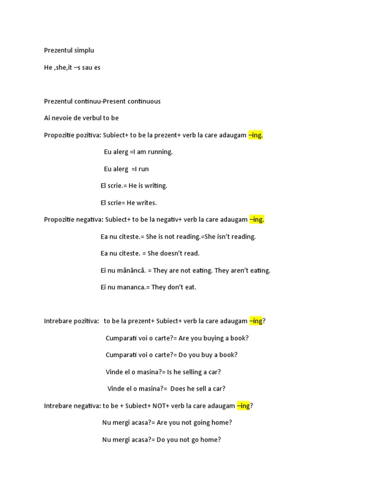 Prezentul Continuu | PDF | Morphology | Semantic Units
