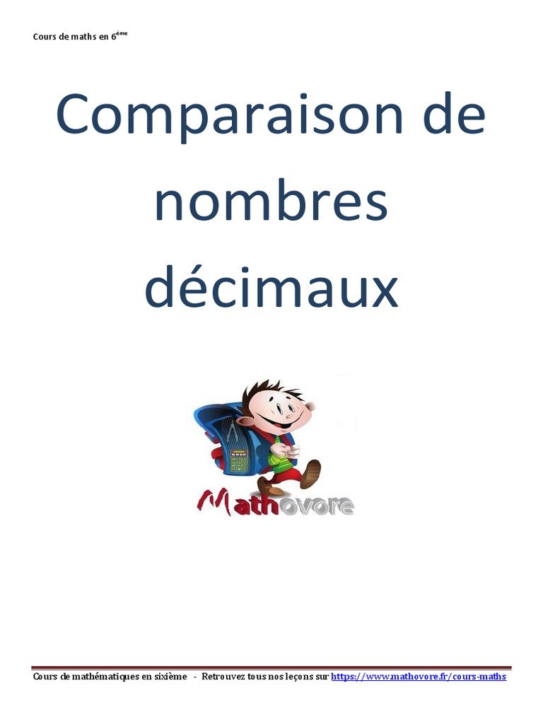 Comparaison des Nombres Décimaux en 6ème | PDF