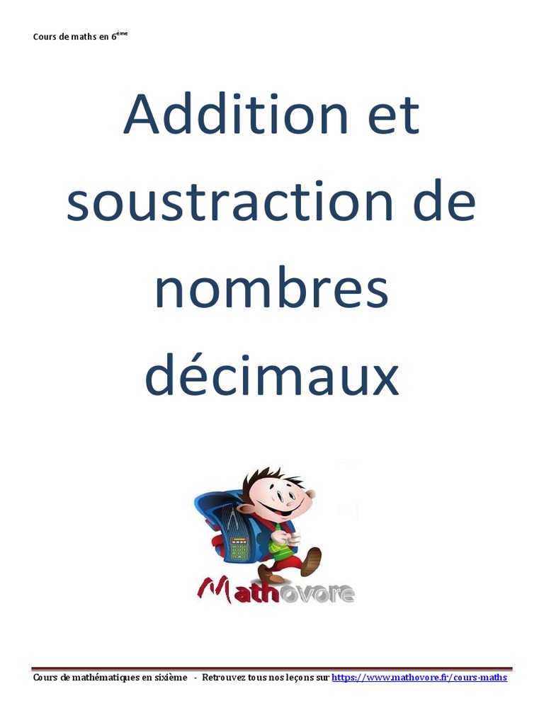 Addition et Soustraction en 6ème | PDF