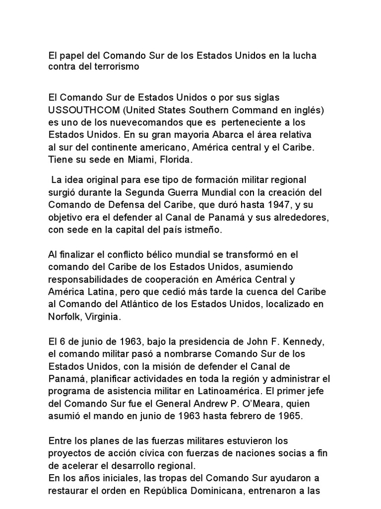 Comando Sur | PDF | Los Estados Unidos | Argentina