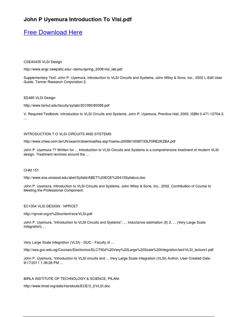 Free Download Here: John P Uyemura Introduction To Vlsi PDF | PDF | Integrated Circuit ...