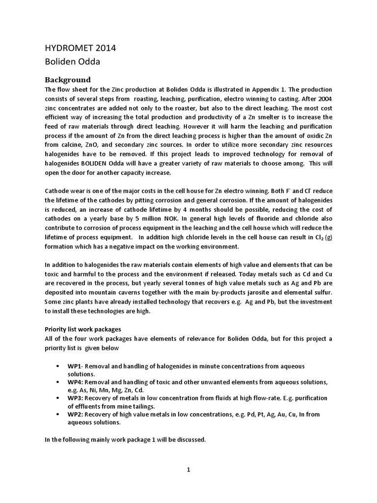 Boliden ODDA - WP Priorities - Zinc | PDF | Zinc | Water Purification