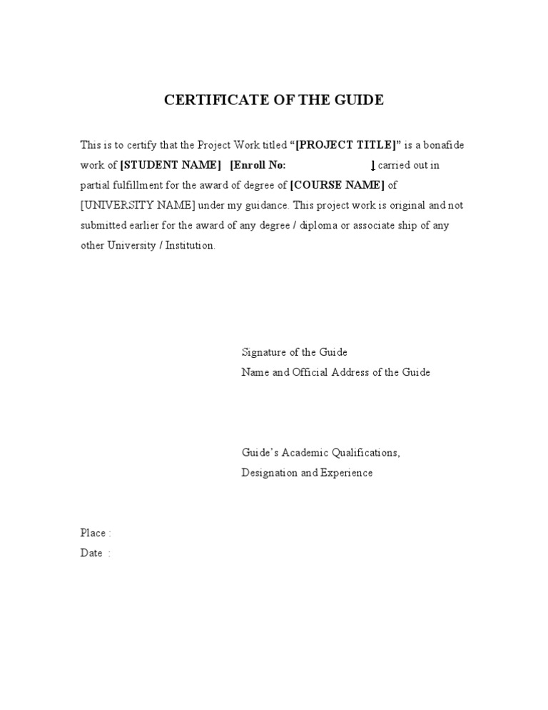 Project Work Certification Template | PDF