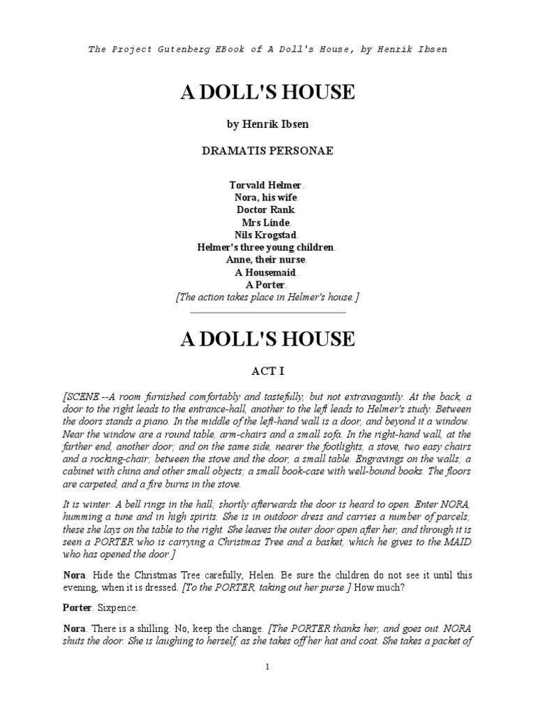 A Doll's House by Henrik Ibsen | A Doll's House | Free 30-day Trial ...