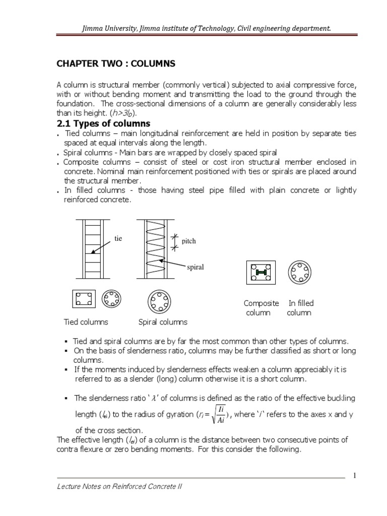CHAPTER 2 .Colunm Design | PDF | Column | Deformation (Engineering)