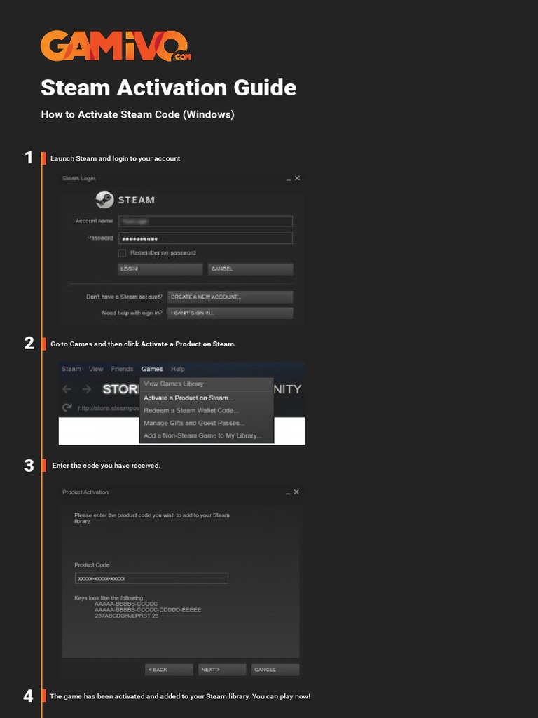 Steam Code Activation Instructions | PDF | Games & Activities | Cooking ...