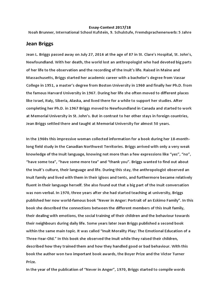 Jean Briggs: Pioneer of Inuit Anthropology | PDF | Languages
