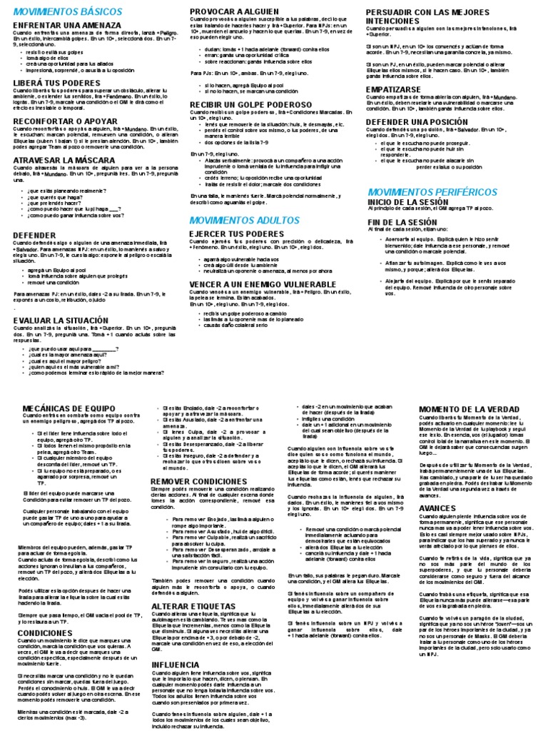 Masks Basic Moves (Español) v2 | PDF