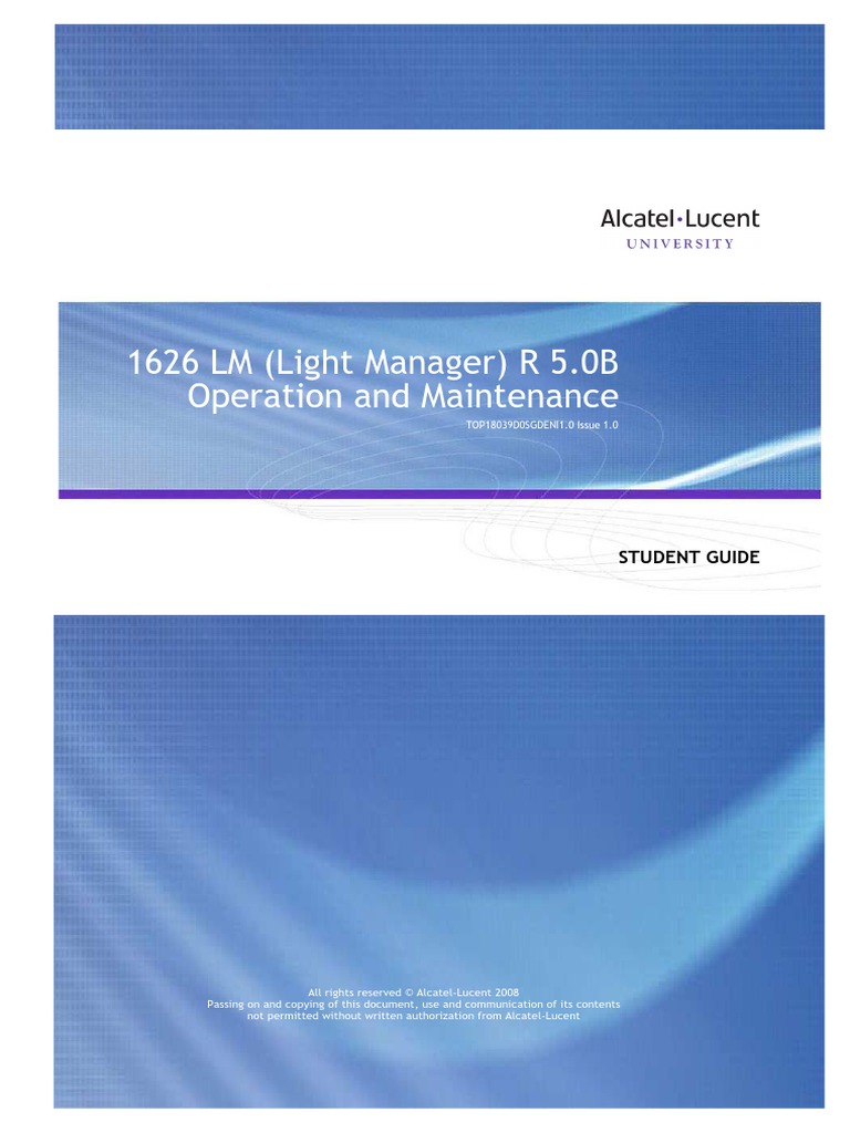 Alu 1626LM 5.0B O&m | PDF | Wavelength Division Multiplexing ...
