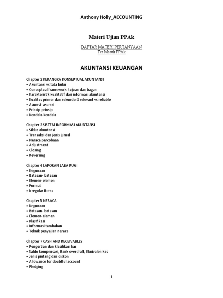 Materi Ujian PPAk Akuntansi | PDF