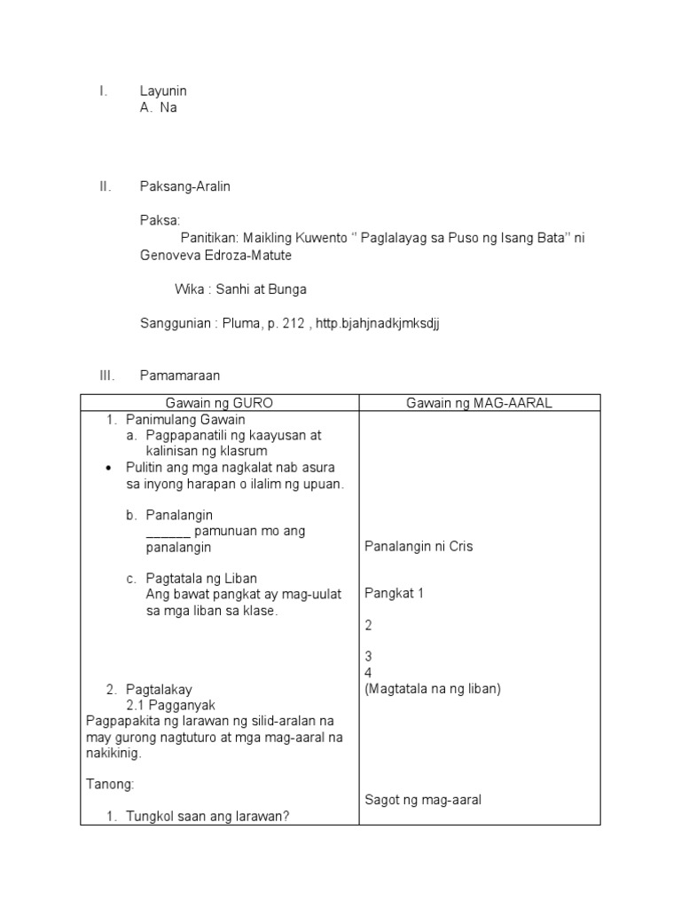 Banghay Aralin Sample | PDF