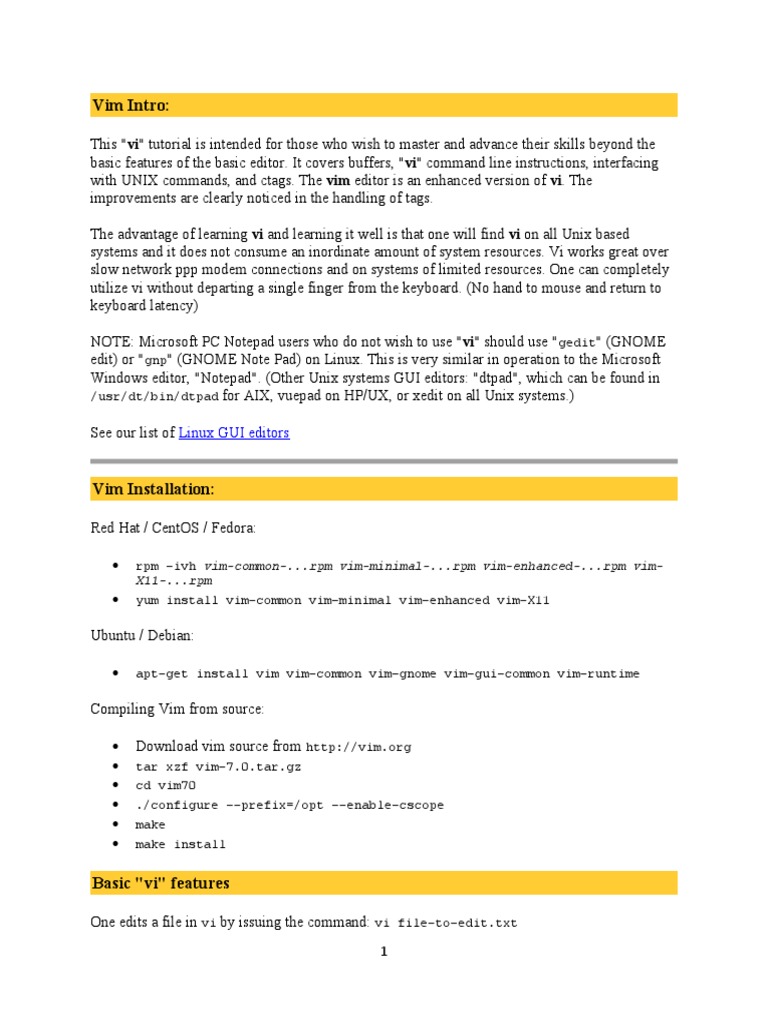 Vim Intro:: Linux GUI Editors | PDF | Command Line Interface | Cursor (User Interface)