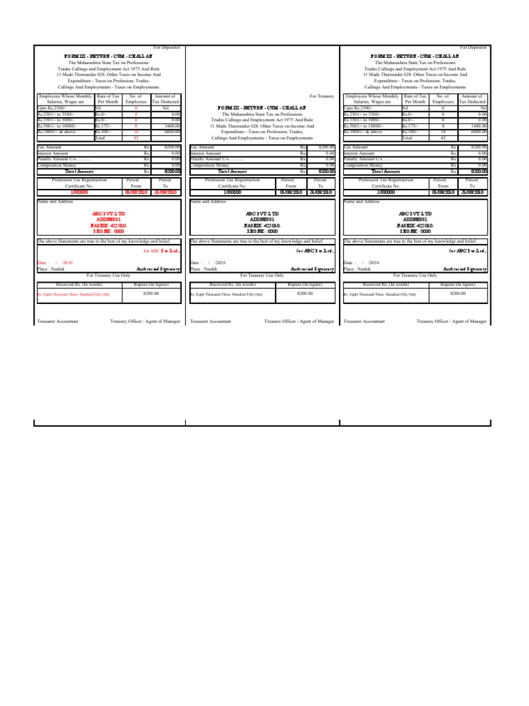 Maharashtra Profession Tax Return Form III | PDF | Employment | Public ...