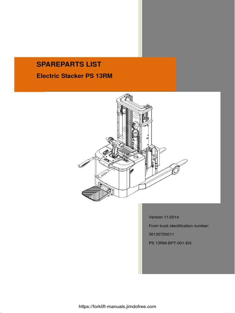Noblelift PS 13RM Stacker Spare Parts List | PDF | Washer (Hardware ...
