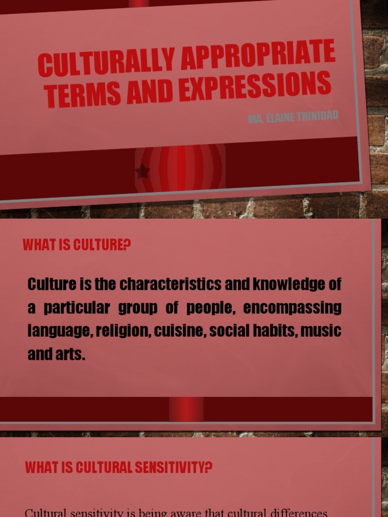 Culturally Appropriate Terms and Expressions | PDF