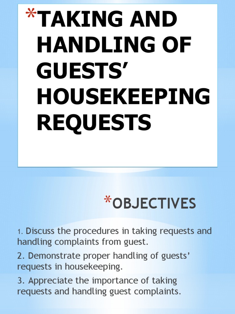 Taking and Handling of Guests' Housekeeping Requests | PDF | Violence