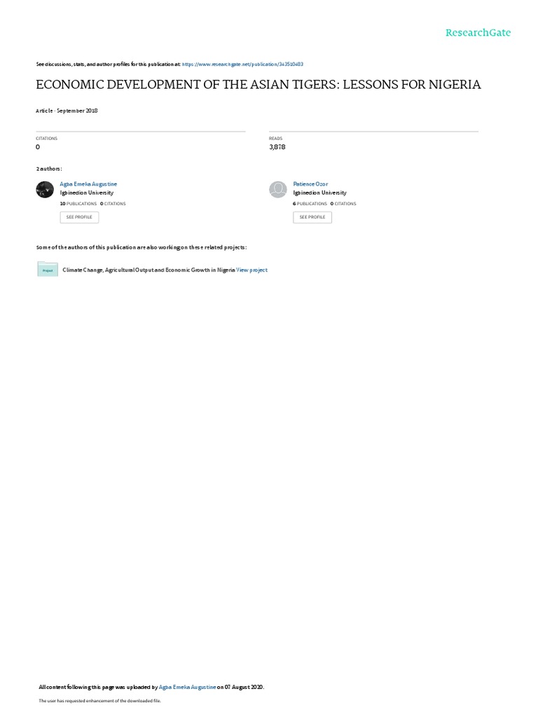 Economic Development of The Asian Tigers: Lessons For Nigeria | PDF ...