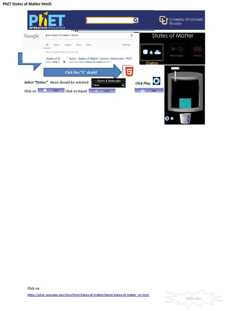 PhET Simulation: States of Matter Lab | PDF | Phase (Matter) | Gases