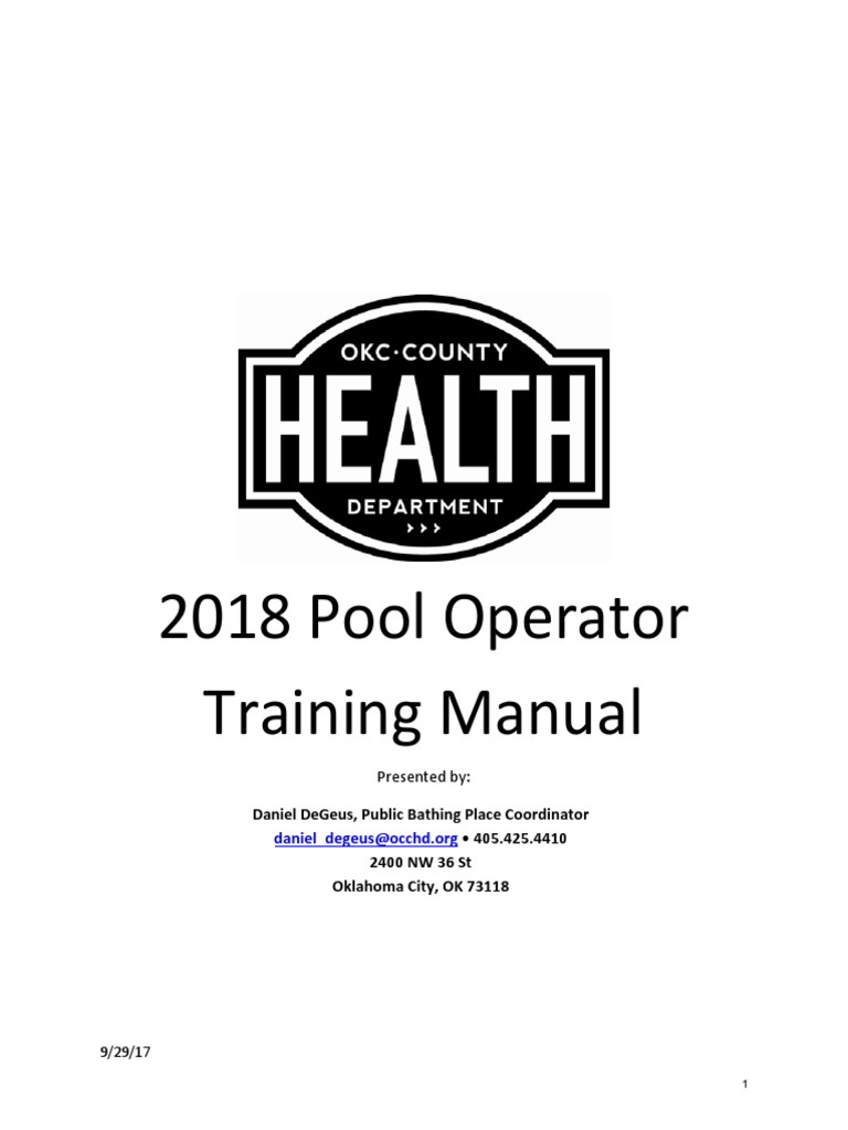 2018 Pool Operator Training Manual | PDF | Filtration | Swimming Pool