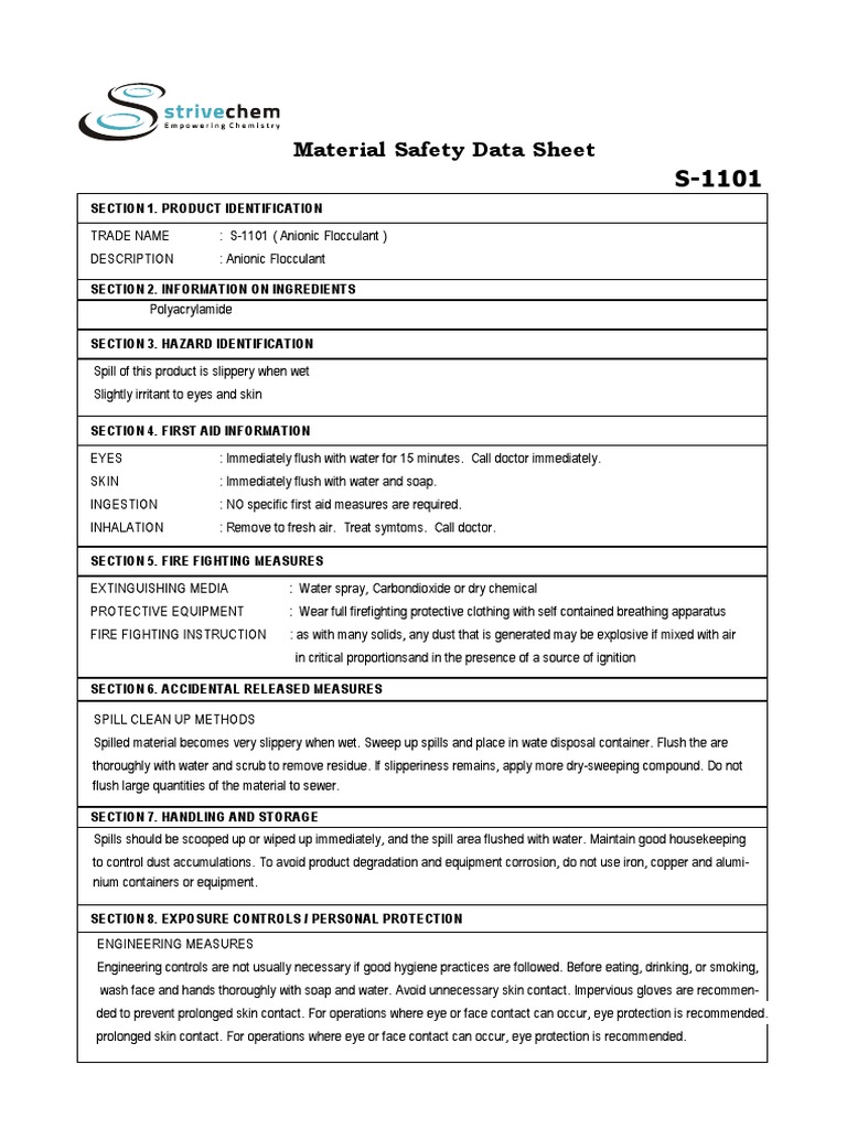Material Safety Data Sheet | PDF | Dangerous Goods | Firefighting